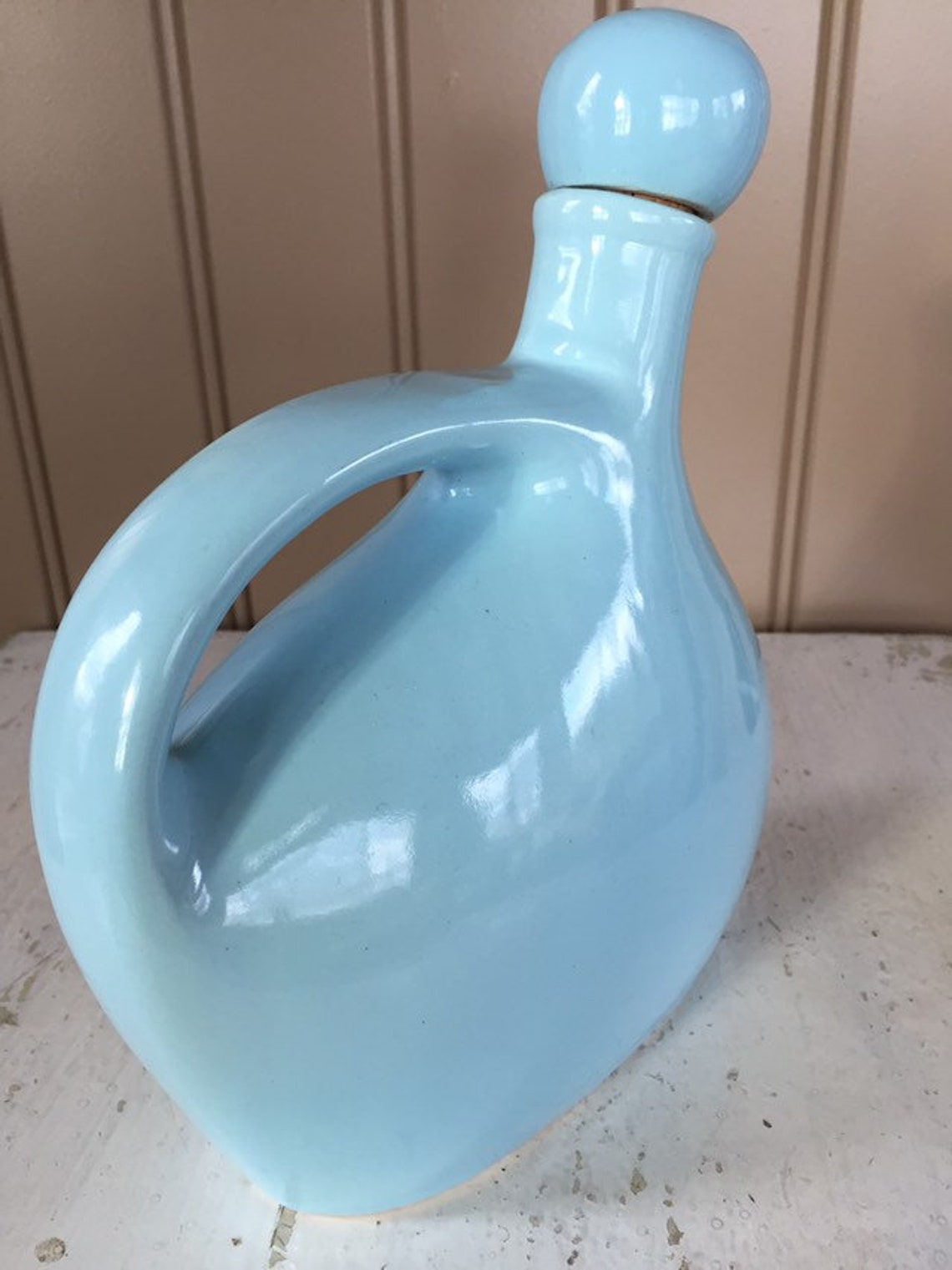 Mohawk Liquor Bottle Blue Liqueur Stoneware Bottle Mid Century Modern ...