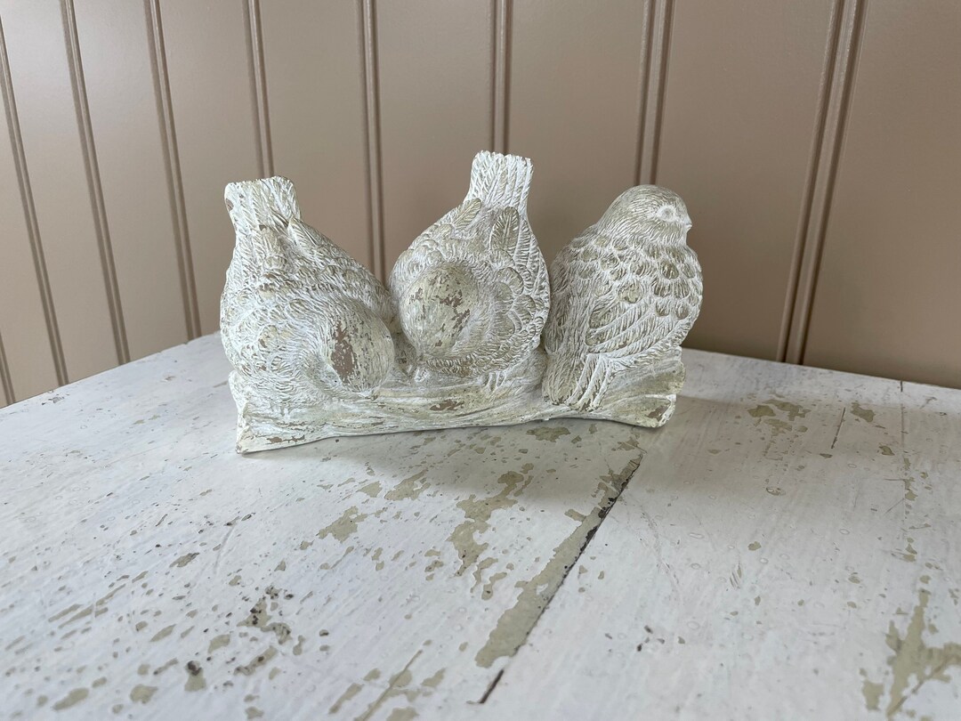 Hen-feathers Cast Stone Trio of Birds - Etsy