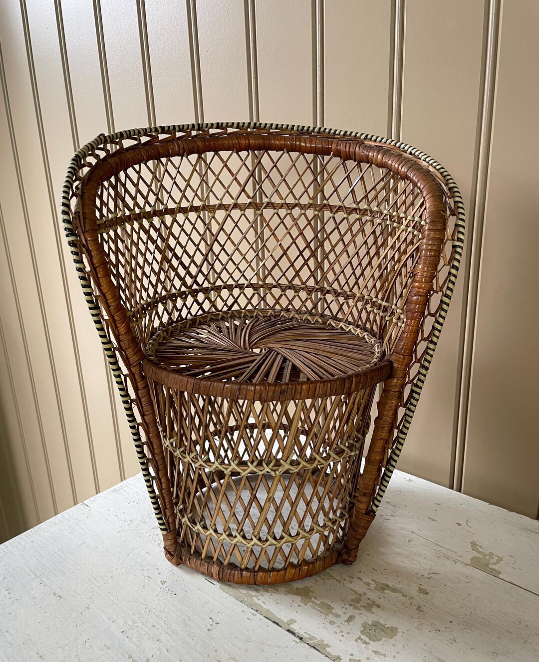 Rattan Peacock Doll Chair or Plant Stand 13 Inch Chair With 7 Inch Seat ...