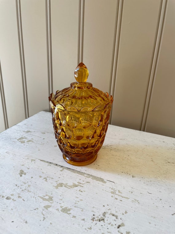 Fenton Thumbprint Colonial Amber Candy Dish/creamer - Etsy