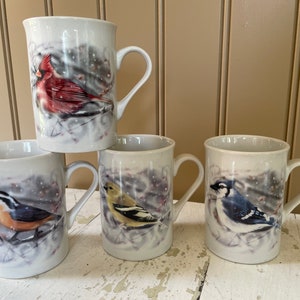 Winter Bird Mugs Set of 4 Designpac Ceramic Cups - Etsy