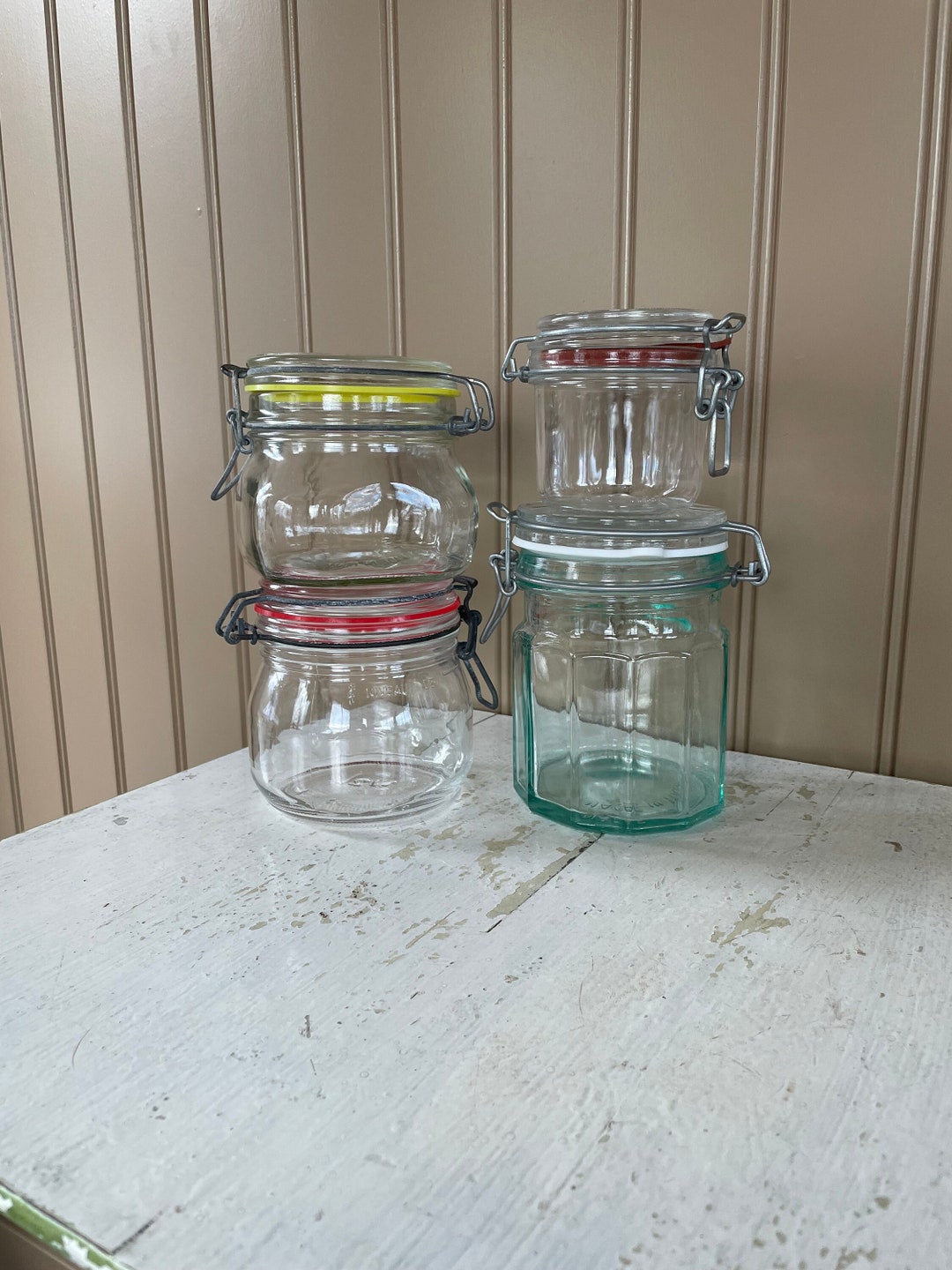 Small Glass Canisters With Wire Bale Made in Italy or France Sold ...
