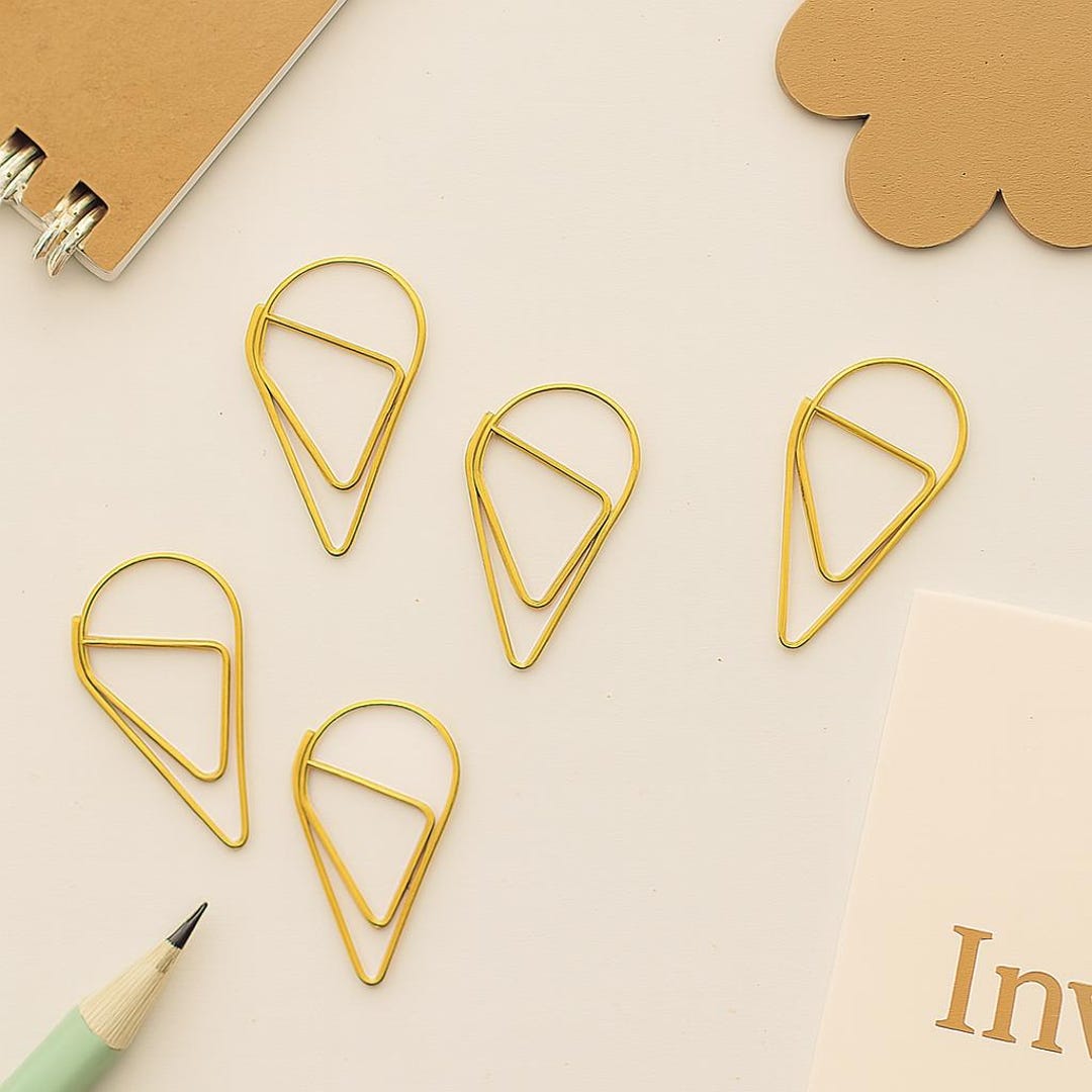 Gold Teardrop Paper Clips: Wedding Invitation Stationery (25mm X 15mm ...