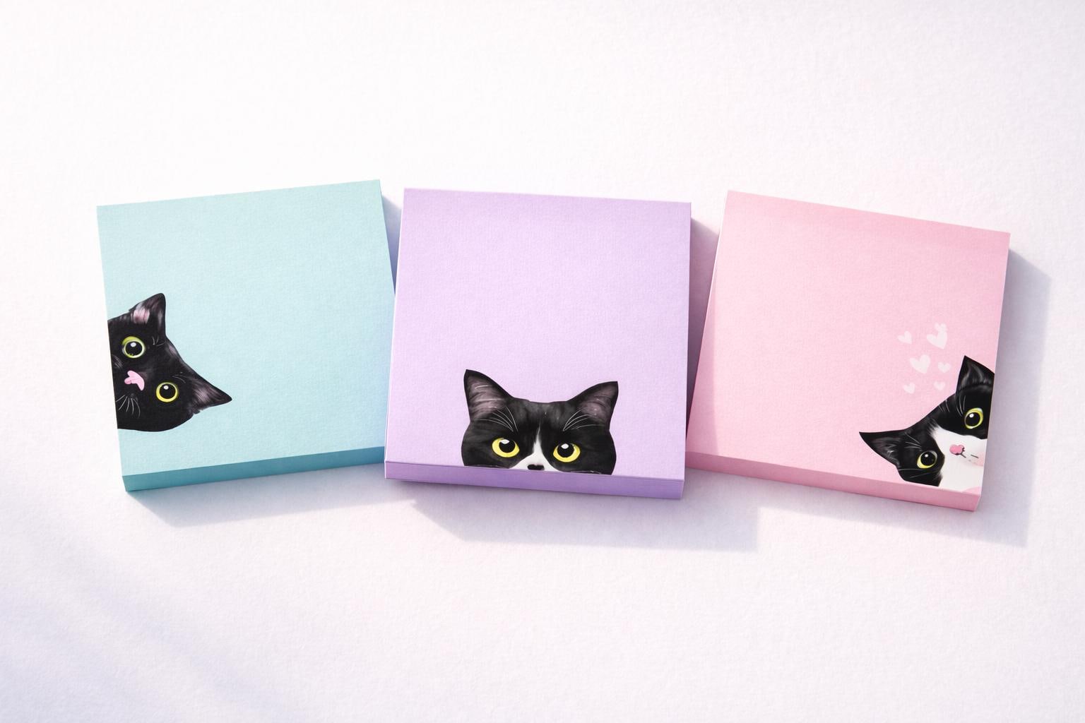 Cute Cat Sticky Notes - Colorful Memo Pads for Cat Lovers (7.6x7.6 Cm ...