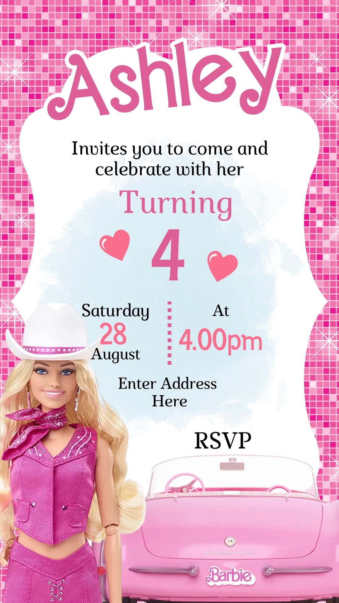 Rodeo Barbie Birthday Party Invite - Etsy