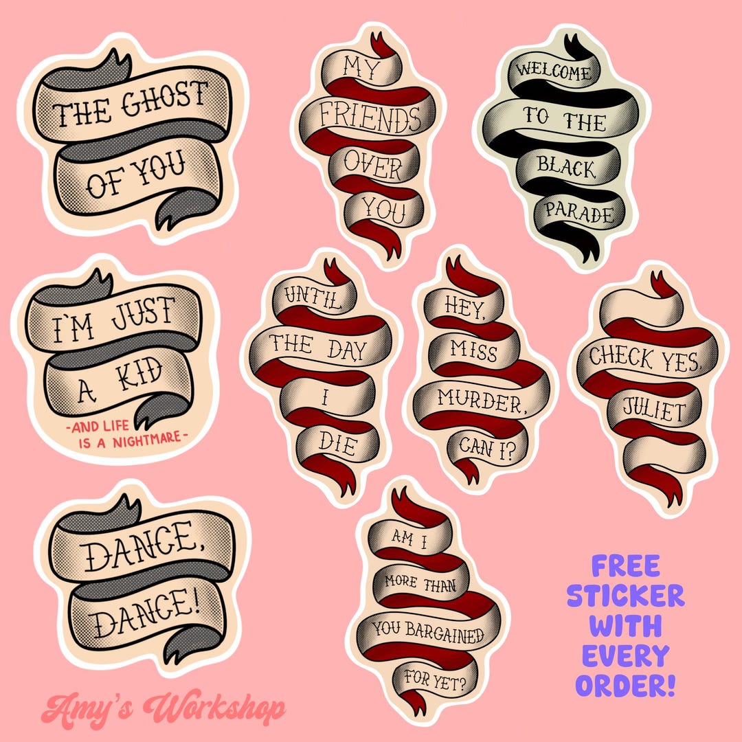 Emo Lyric Stickers! Gift for Friend Midwestern Sticker Traditional ...