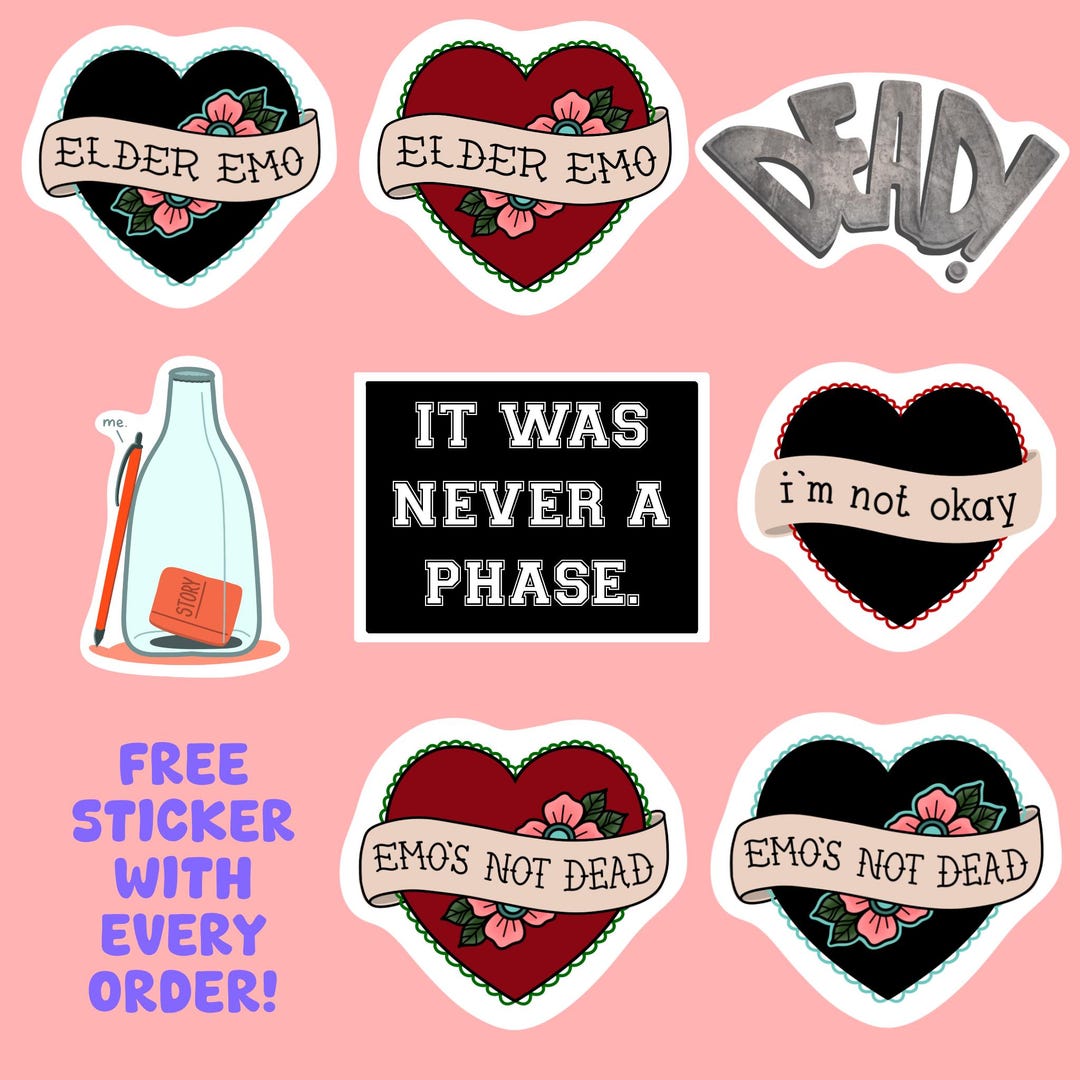 Emo Heart Sticker for Friend Elder Emo Sticker Nostalgia Art Digital ...