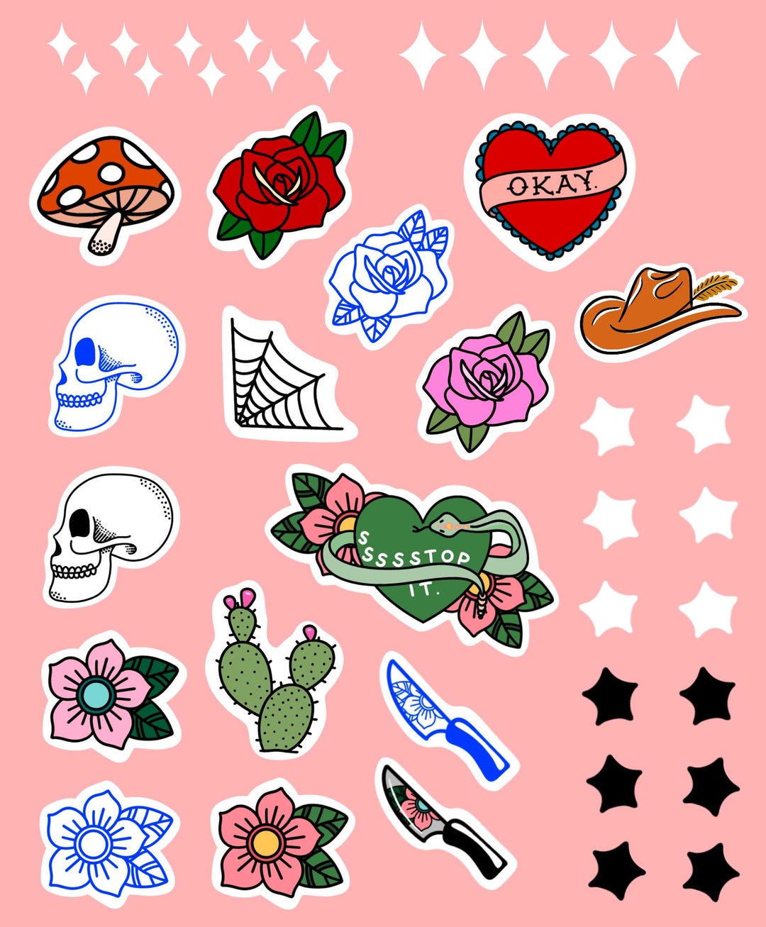Small Tattoo Sticker Mini Stickers Variety Pack Tiny Stickers for Phone ...