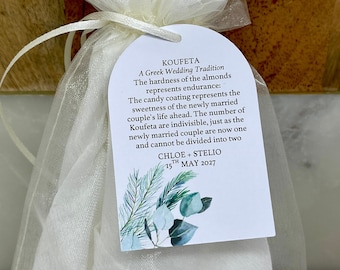 Koufeta A Greek Wedding Tradition Tags Five Sugared Almonds | Etsy