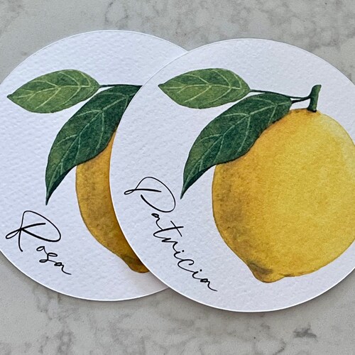 Lemon Name Place Cards Circle Wedding Bridal Baby Shower - Etsy Australia