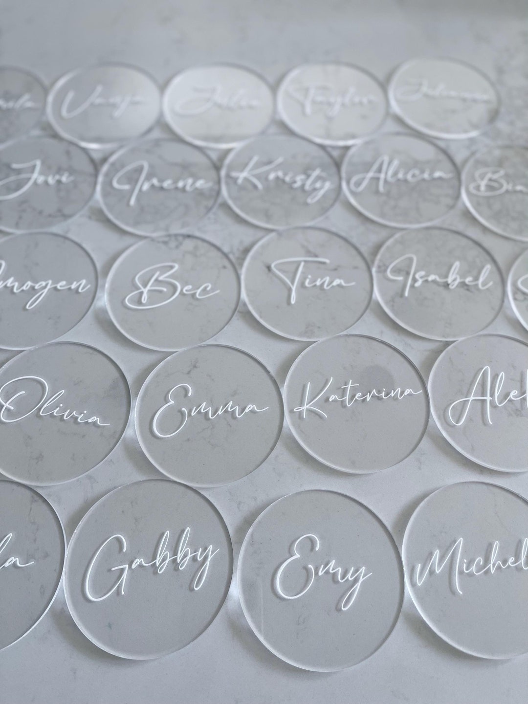 Circle Name Place Cards | Acrylic Cards | Personalised, Individual ...