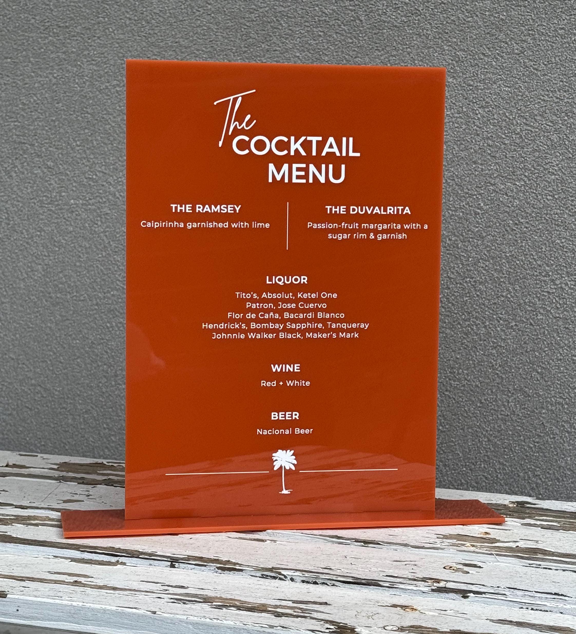 Cocktail Drinks Menu Sign | Acrylic + Laser | Minimalist | Wedding ...