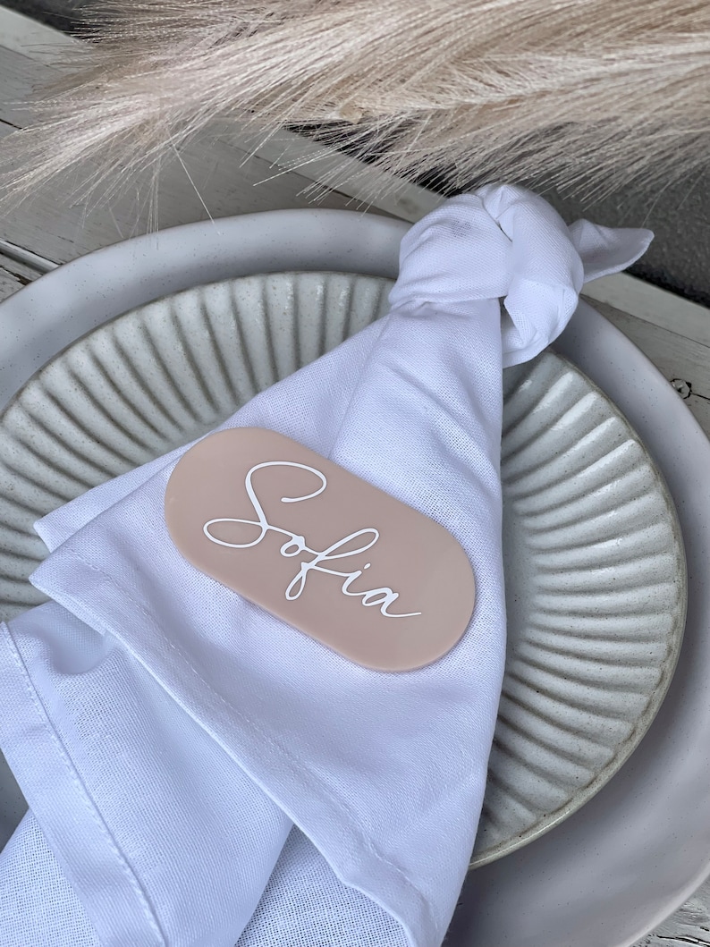 Stone, Oval Name Cards | Acrylic + Laser | Personalised, Individual ...