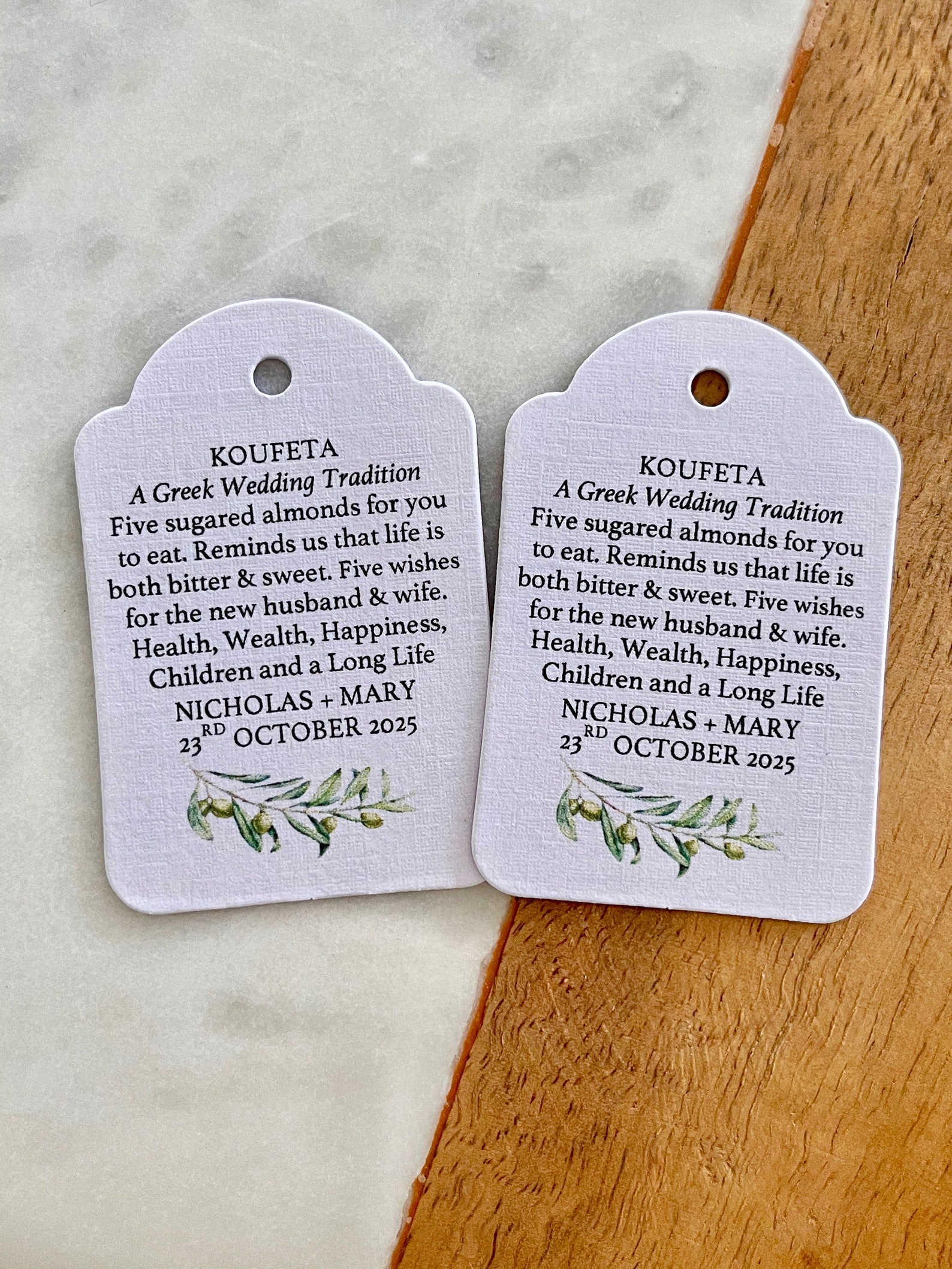 Koufeta A Greek Wedding Tradition Tags Five Sugared Almonds Olive ...