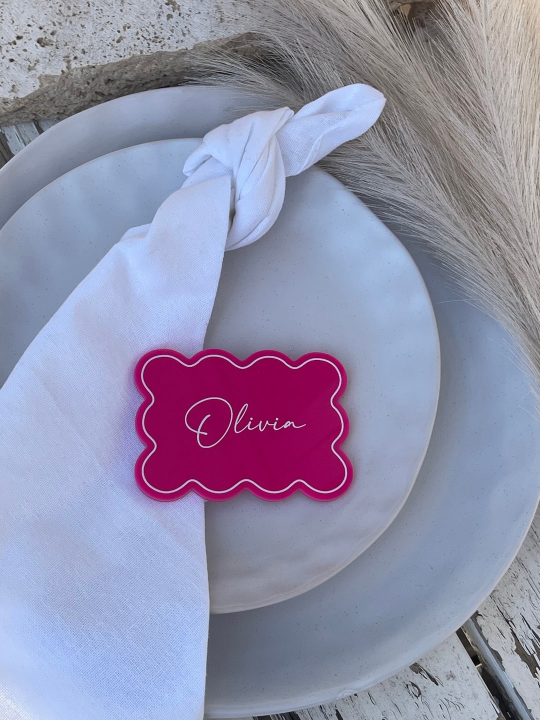 Wave Name Cards | Acrylic + Laser | Personalised, Individual Guests ...