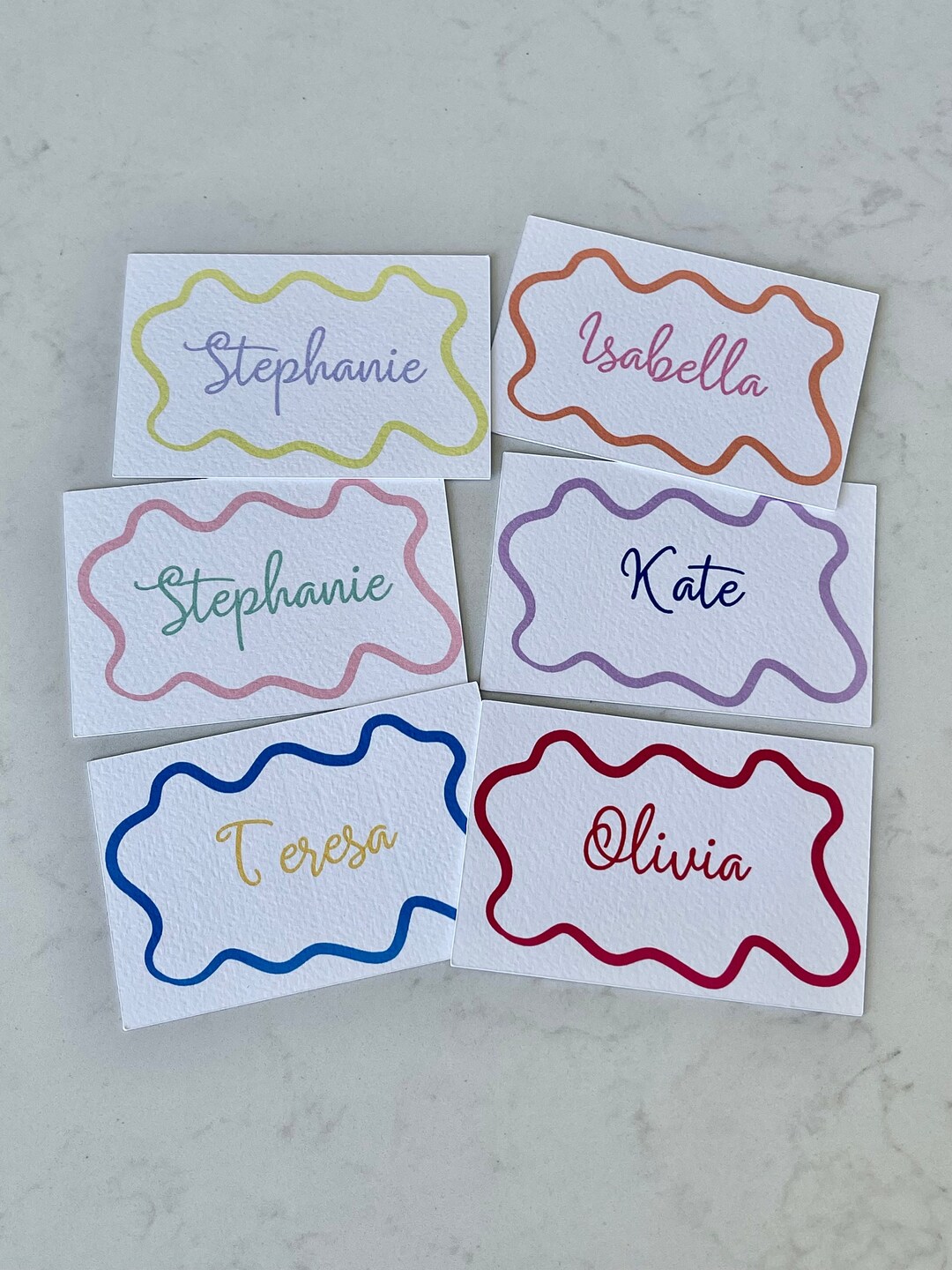 Wave Table Name Place Cards | Rectangle | Hens, Bridal Baby Shower ...