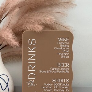 Wave Drinks Menu Sign | Acrylic + Laser | Minimalist | Wedding | the Bar, Cocktails | Birthday ...
