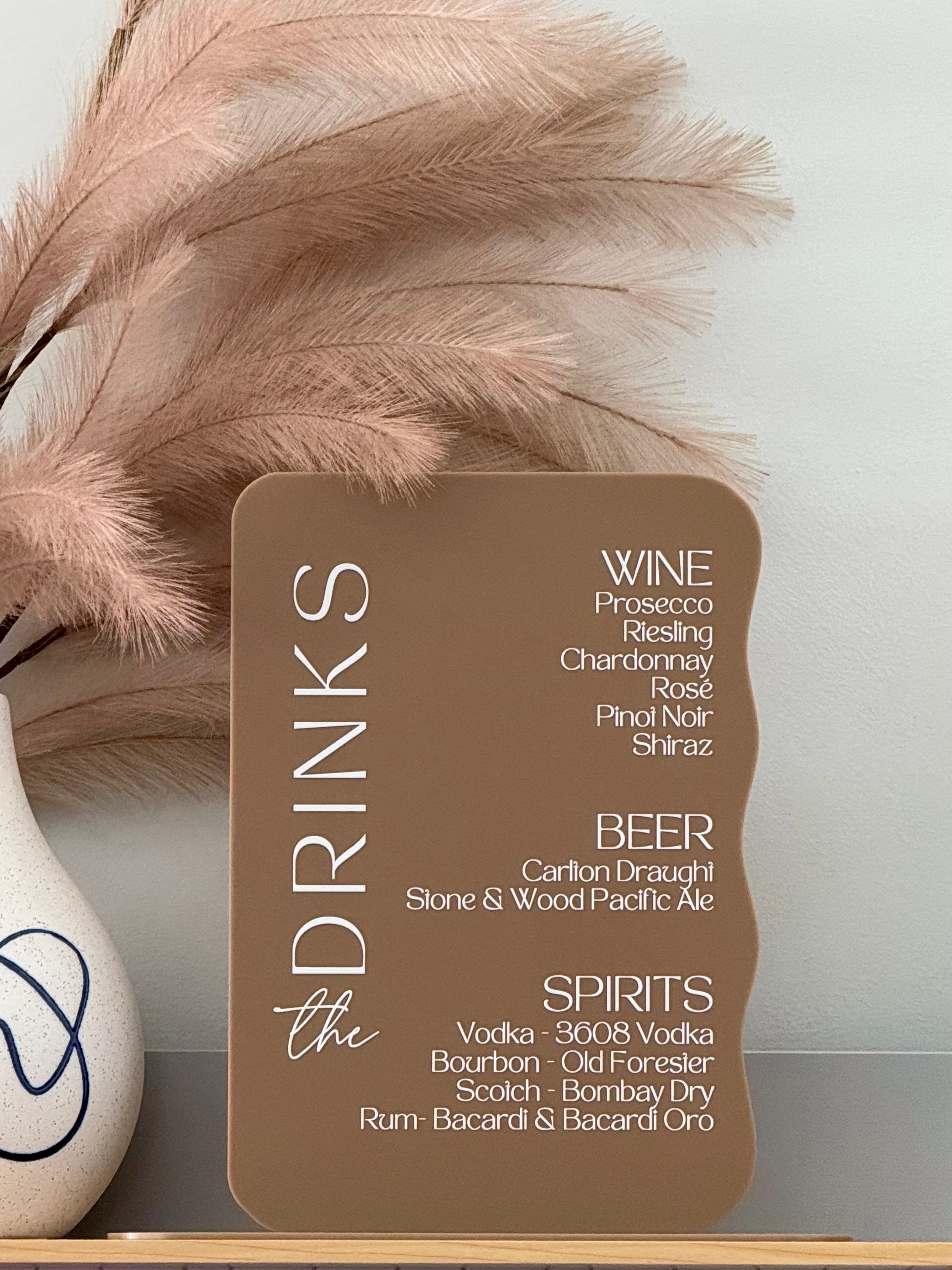 Wave Drinks Menu Sign | Acrylic + Laser | Minimalist | Wedding | the ...