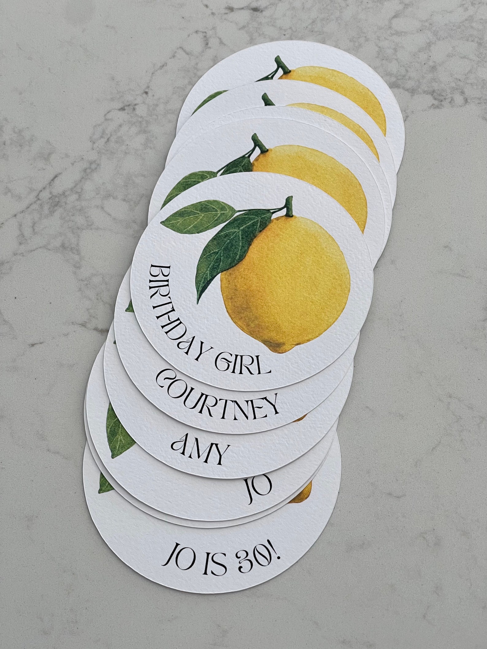 Lemon Name Place Cards Circle Wedding Bridal Baby Shower - Etsy Australia