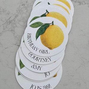 Lemon Name Place Cards Circle Wedding Bridal Baby Shower Birthday Party ...