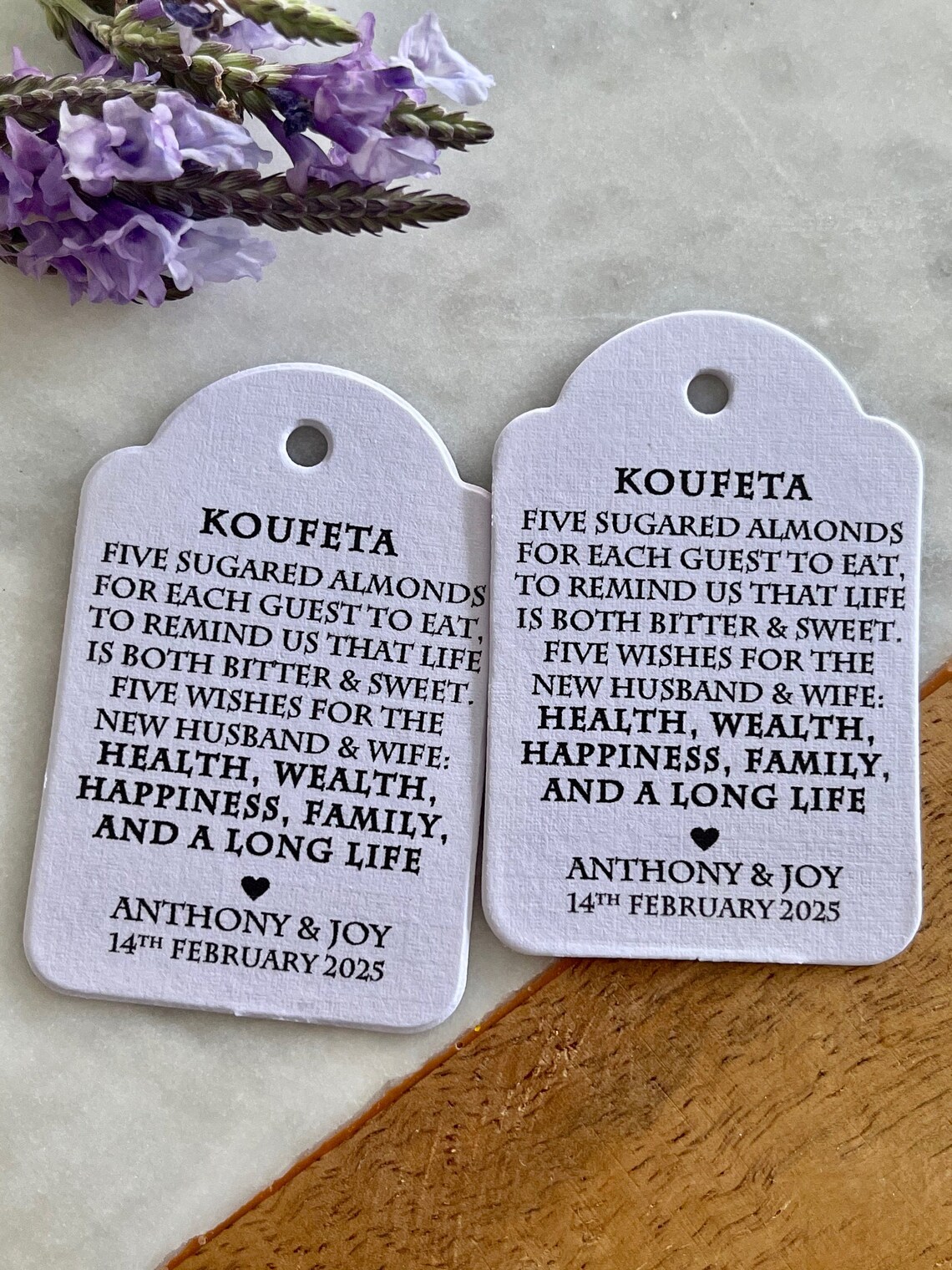 Koufeta A Greek Wedding Tradition Tags Five Sugared Almonds - Etsy ...