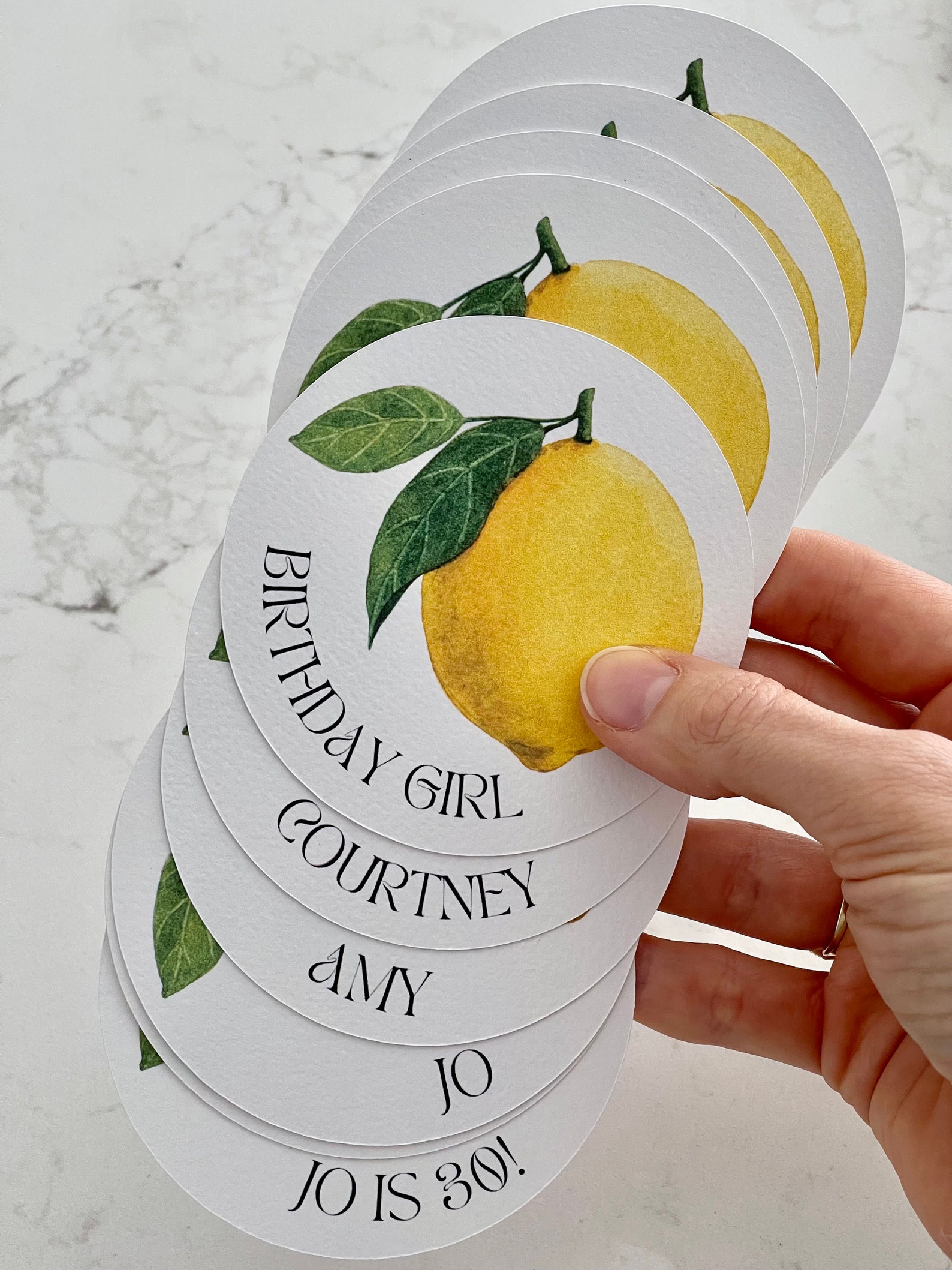 Lemon Name Place Cards Circle Wedding Bridal Baby Shower - Etsy Australia