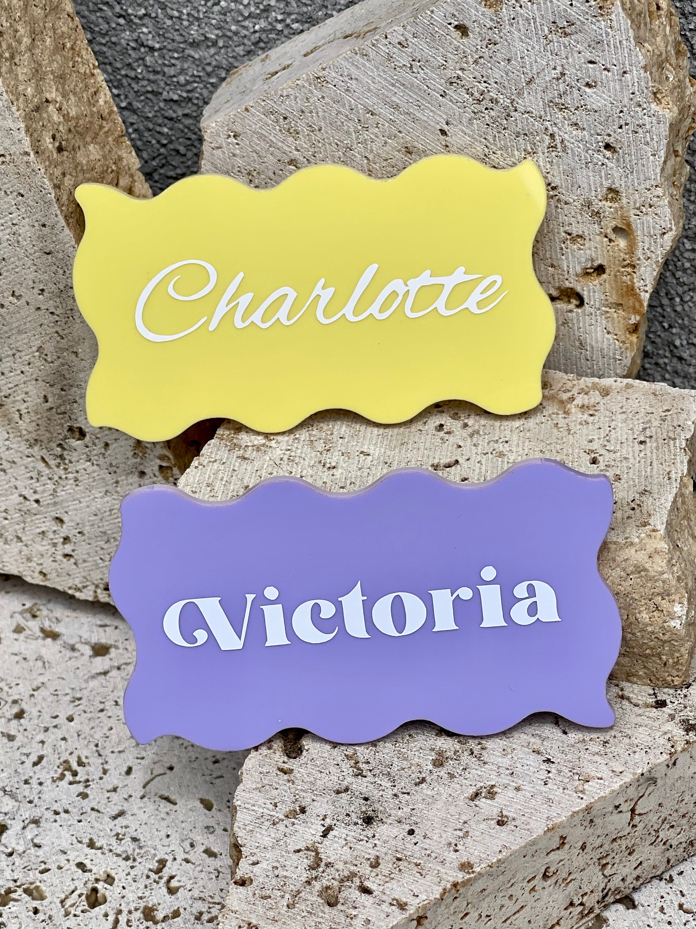 Wavy Name Cards | Acrylic + Laser | Personalised, Individual Guests ...