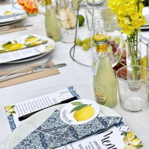 Lemon Name Place Cards Circle Wedding Bridal Baby Shower Birthday Party ...