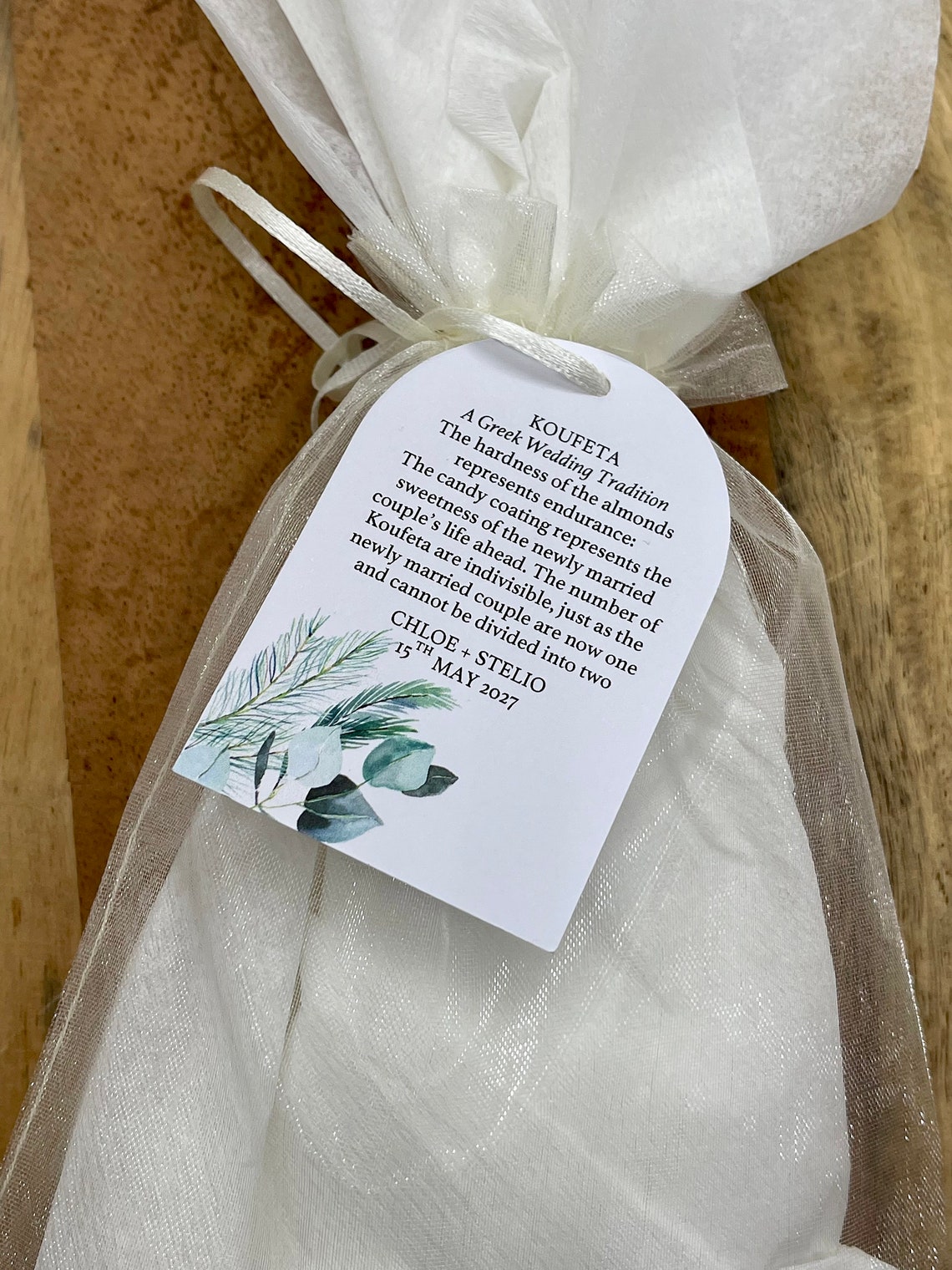 Koufeta A Greek Wedding Tradition Tags Five Sugared Almonds Olive ...