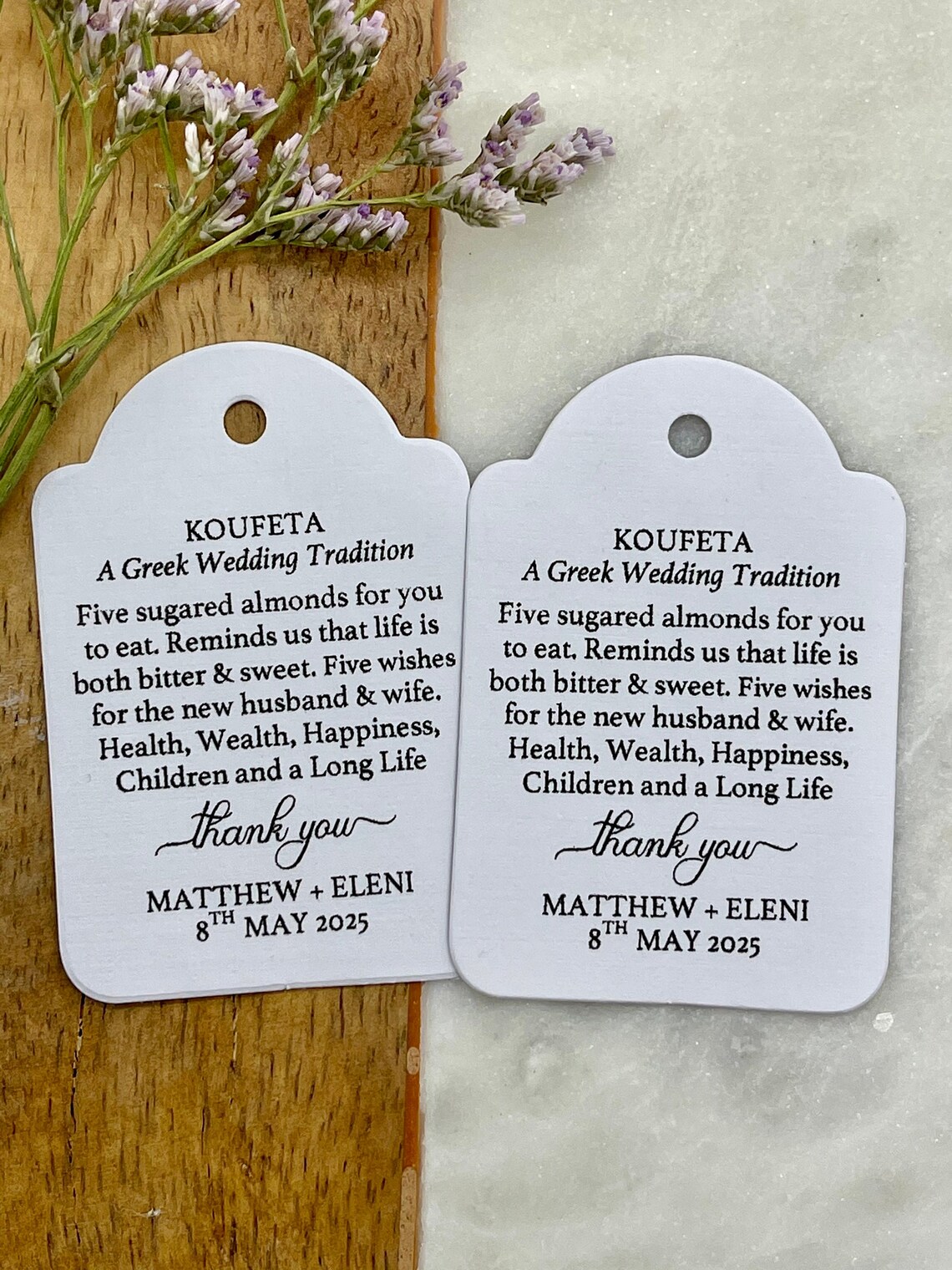 Koufeta A Greek Wedding Tradition Tags Five Sugared Almonds Thank You ...