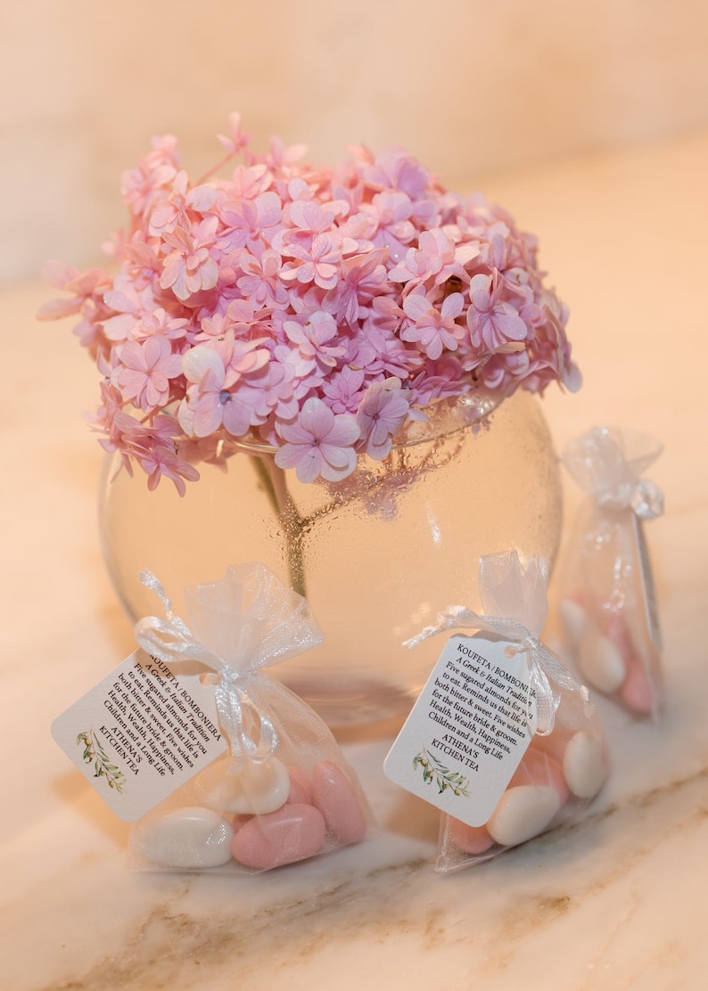 Koufeta A Greek Wedding Tradition Tags Five Sugared Almonds Olive ...