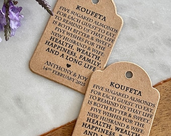 Koufeta A Greek Wedding Tradition Tags Five Sugared Almonds | Etsy
