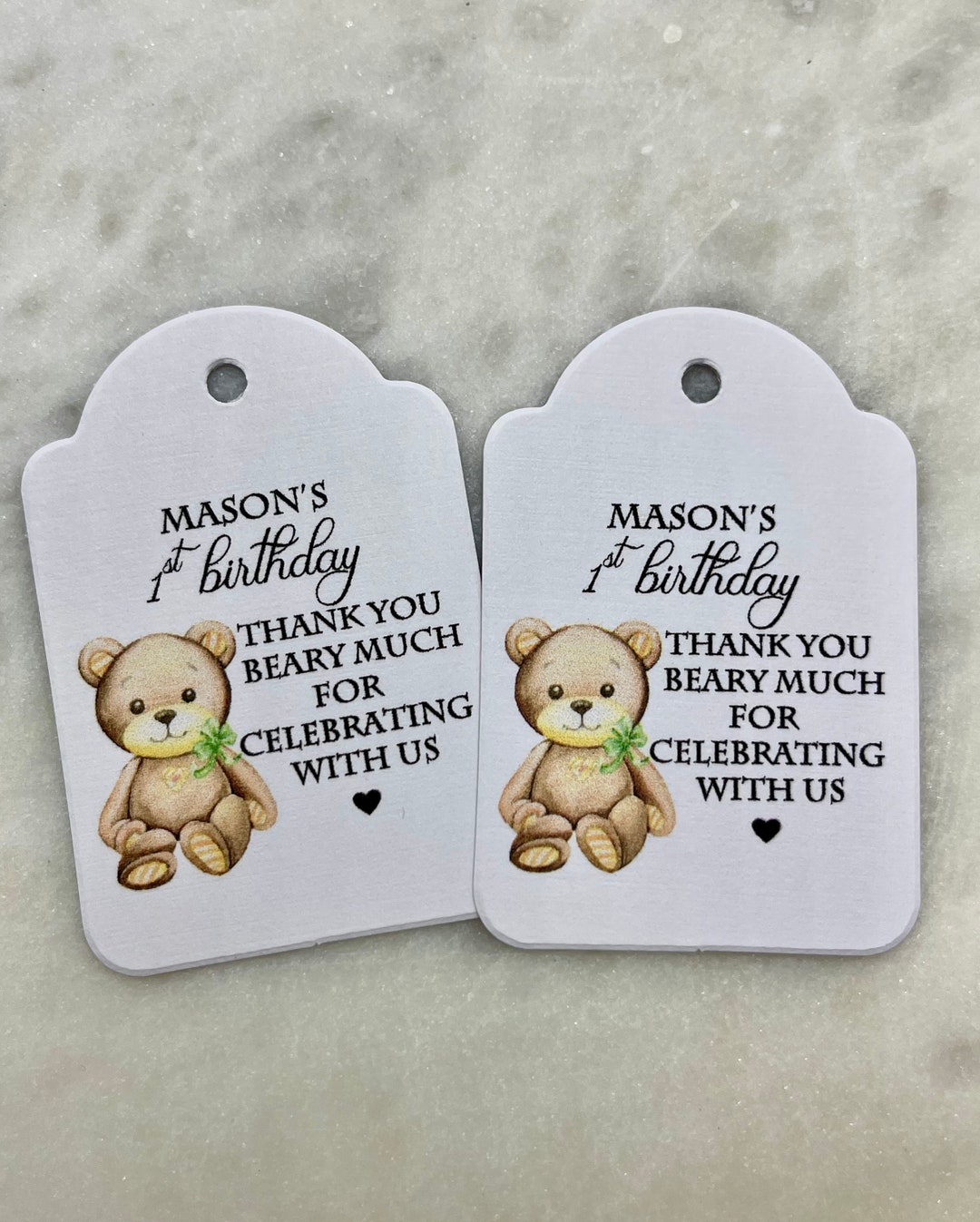 Thank You Beary Much Birthday Party Tags Teddy Bear Celebrating With Us ...