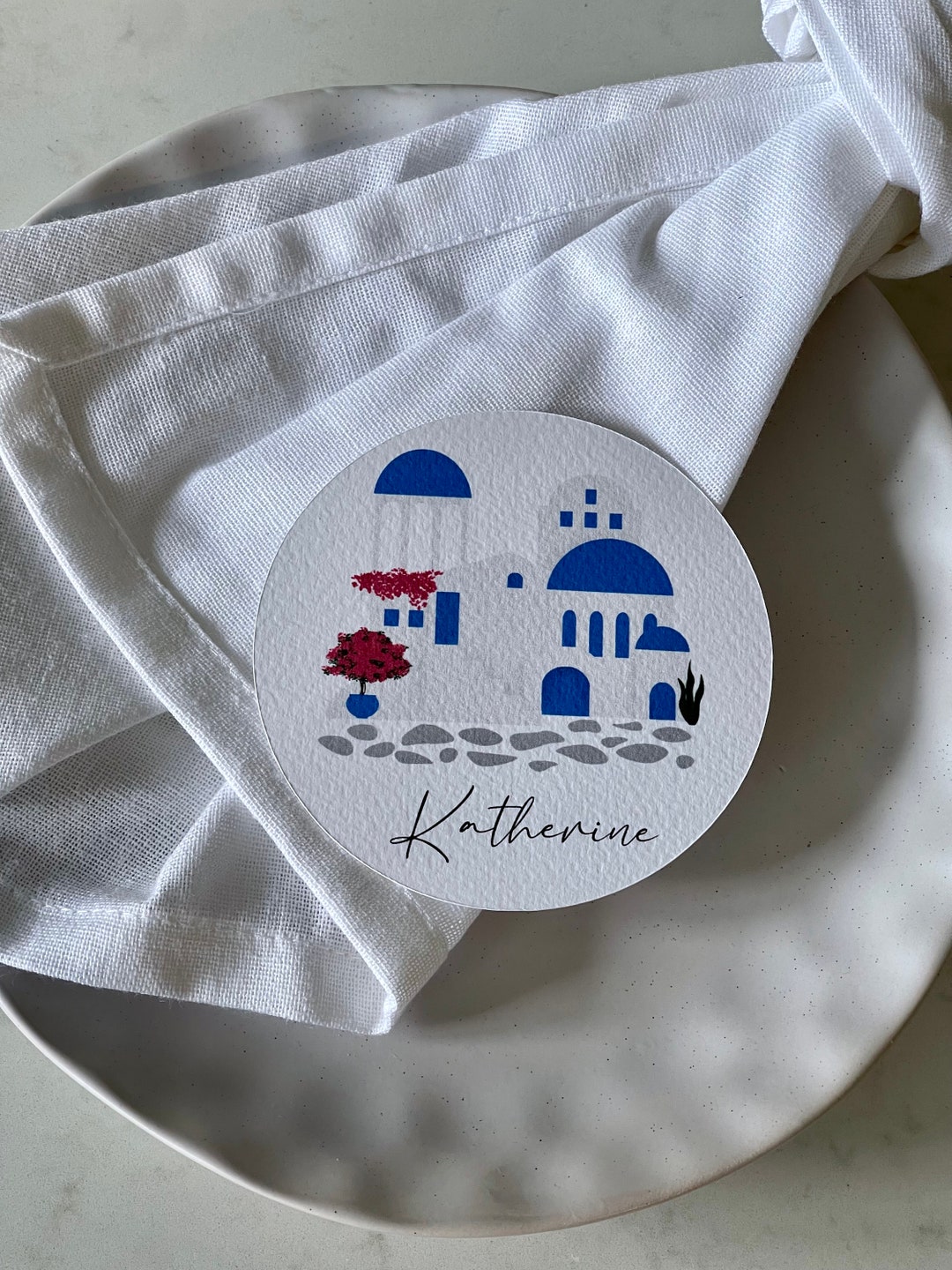 Santorini Place Cards | Name Cards Circle | Wedding, Bridal Baby Shower ...