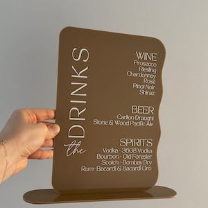 Wave Drinks Menu Sign | Acrylic + Laser | Minimalist | Wedding | the ...