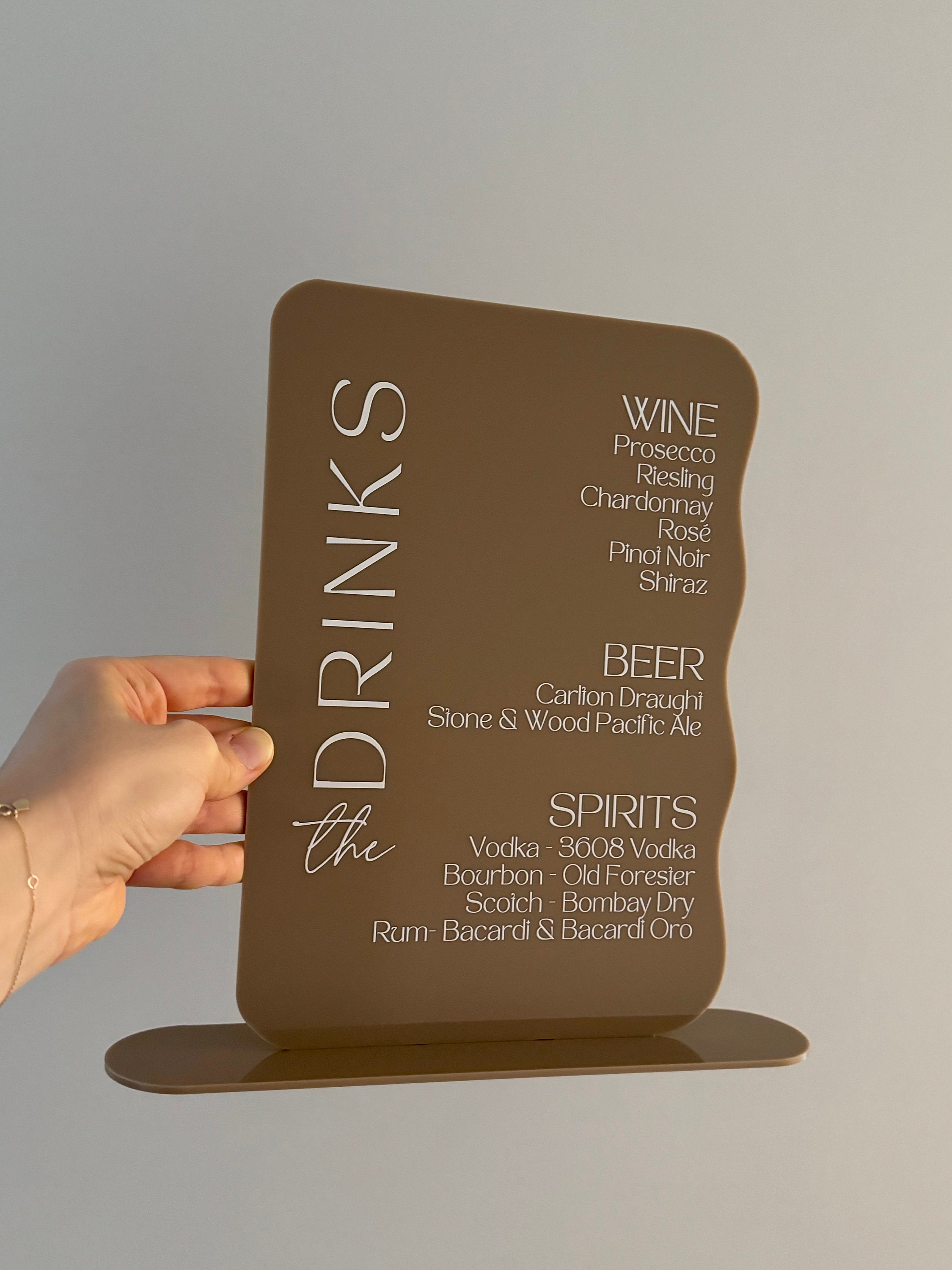 Wave Drinks Menu Sign | Acrylic + Laser | Minimalist | Wedding | the ...