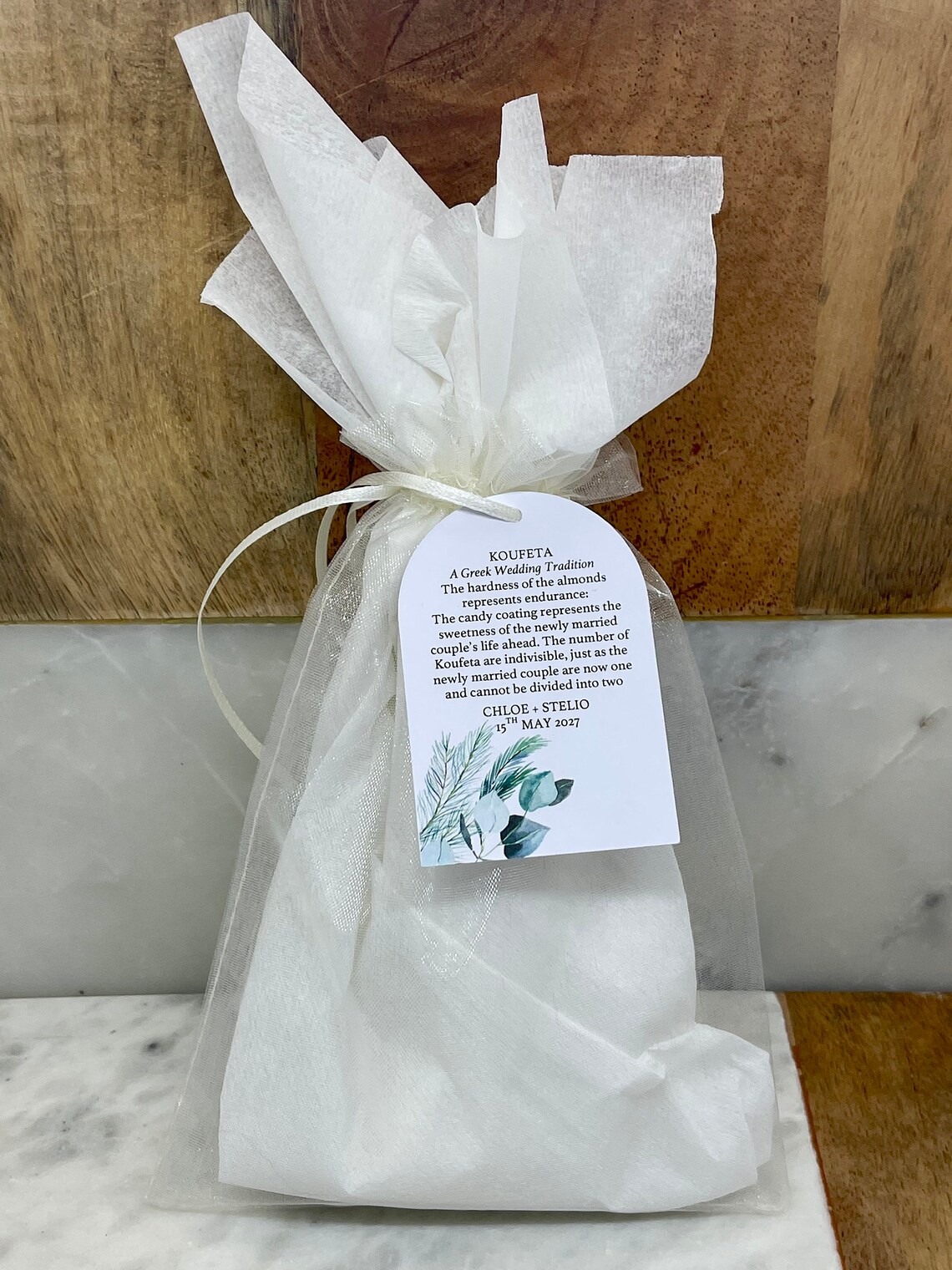 Koufeta A Greek Wedding Tradition Tags Five Sugared Almonds Olive ...