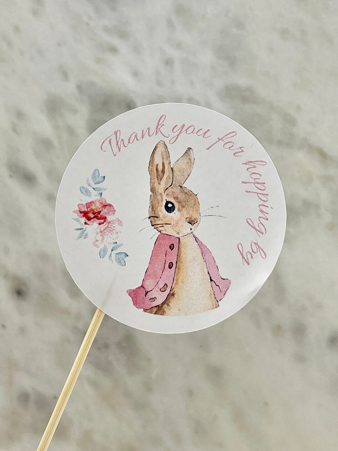 Pink Peter Rabbit Flopsy Stickers Thank You for Hopping by - Etsy