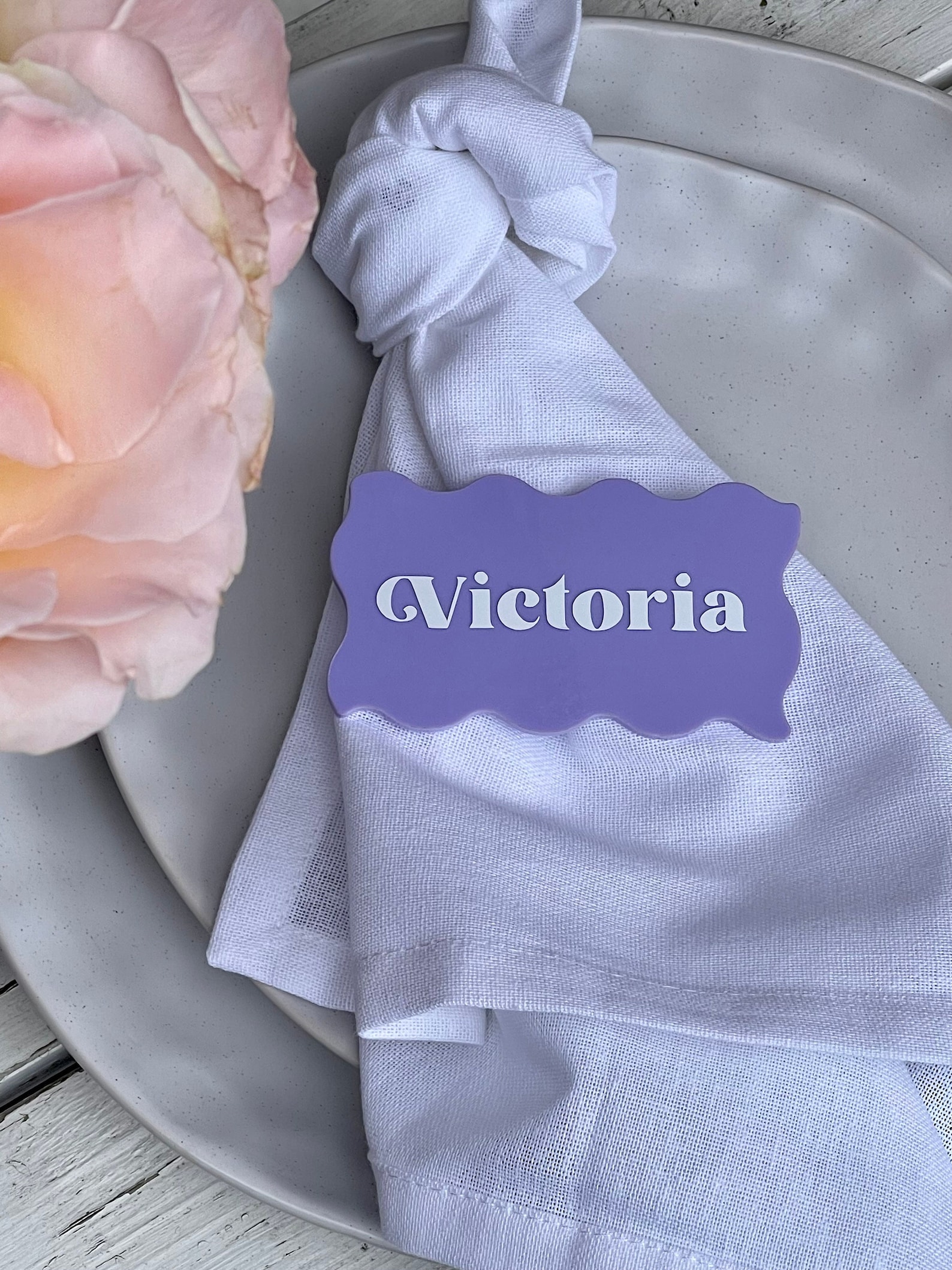 Wavy Name Cards | Acrylic + Laser | Personalised, Individual Guests ...