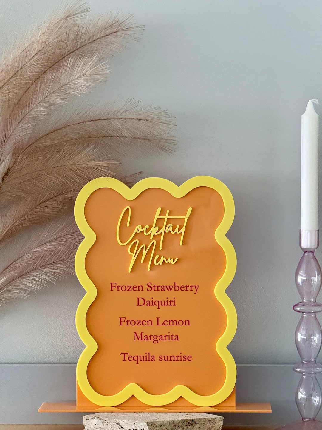 Wave Drinks Menu Sign | 3D Menu Drink Sign | Wave Border | Wedding ...
