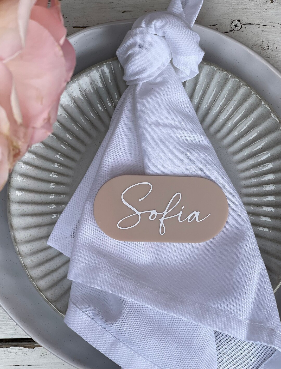 Stone, Oval Name Cards | Acrylic + Laser | Personalised, Individual ...