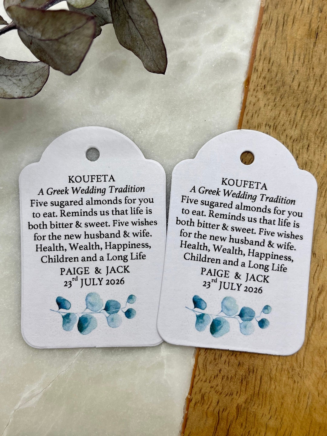 Koufeta A Greek Wedding Tradition Tags Five Sugared Almonds Eucalyptus ...