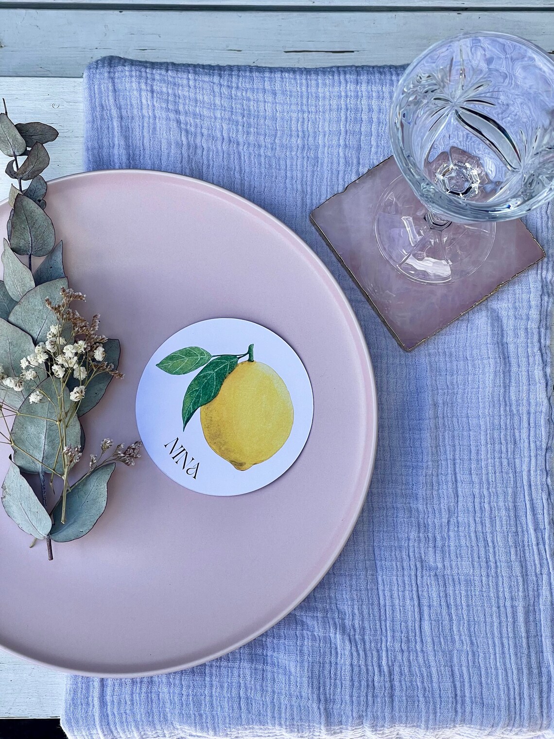 Lemon Name Place Cards Circle Wedding Bridal Baby Shower | Etsy Australia