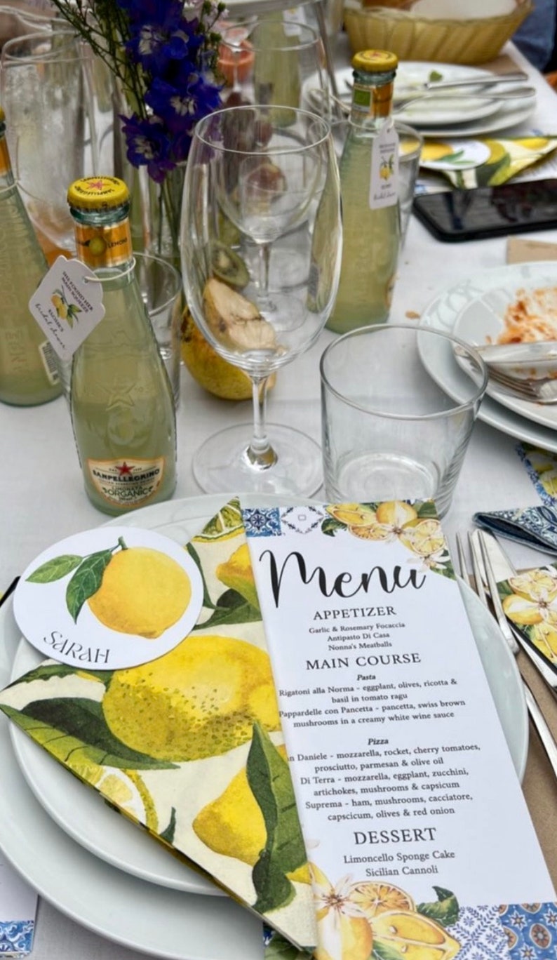 Lemon Name Place Cards Circle Wedding Bridal Baby Shower - Etsy Australia