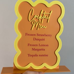 Wave Drinks Menu Sign | 3D Menu Drink Sign | Wave Border | Wedding ...