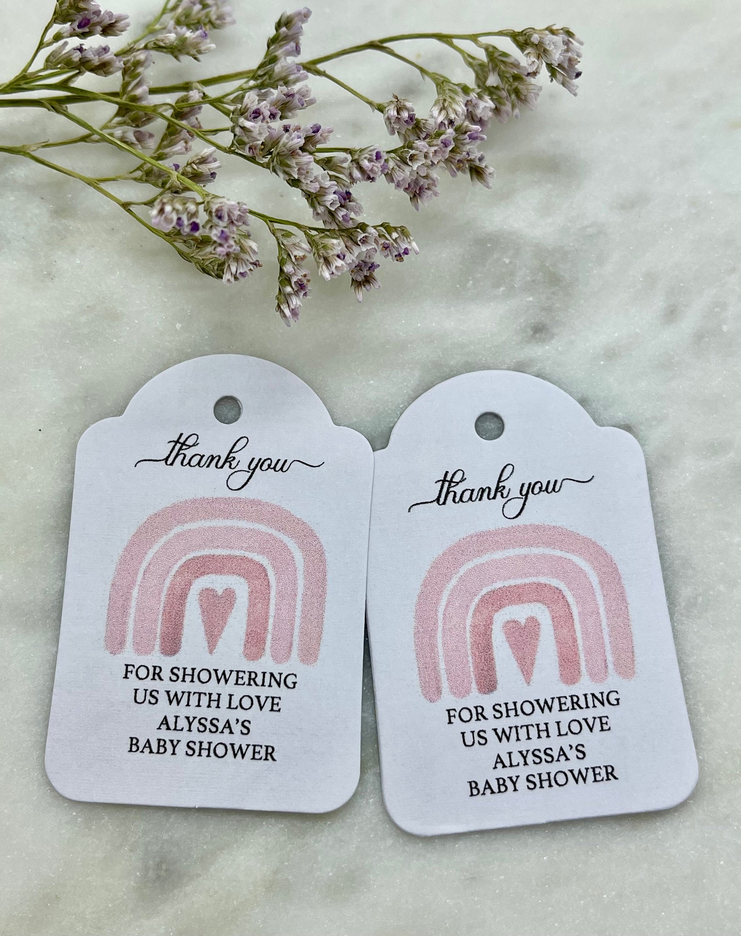 Thank You Showering Love Baby Shower Tags Rainbow Pink Heart - Etsy