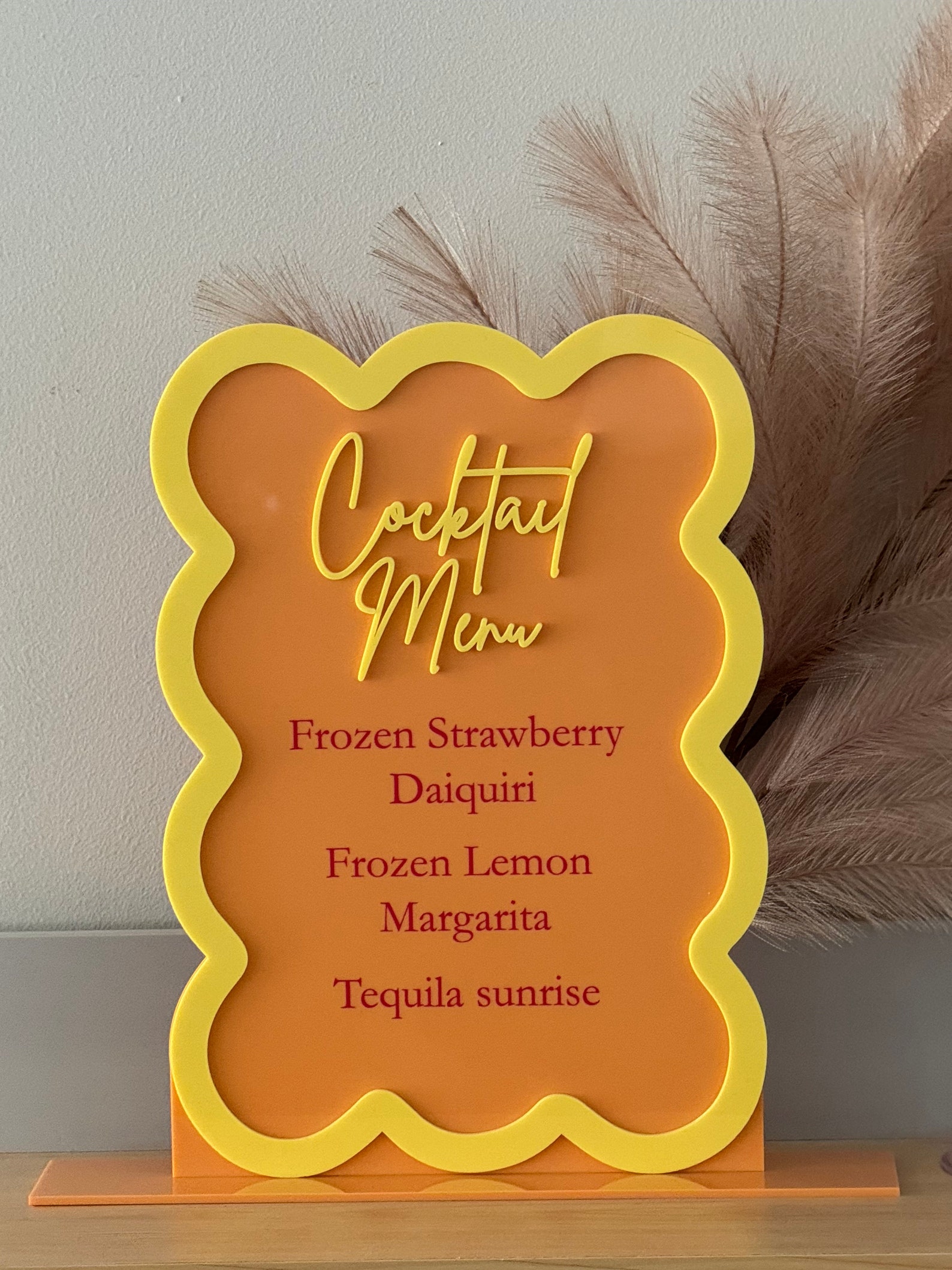 Wave Drinks Menu Sign | 3D Menu Drink Sign | Wave Border | Wedding ...