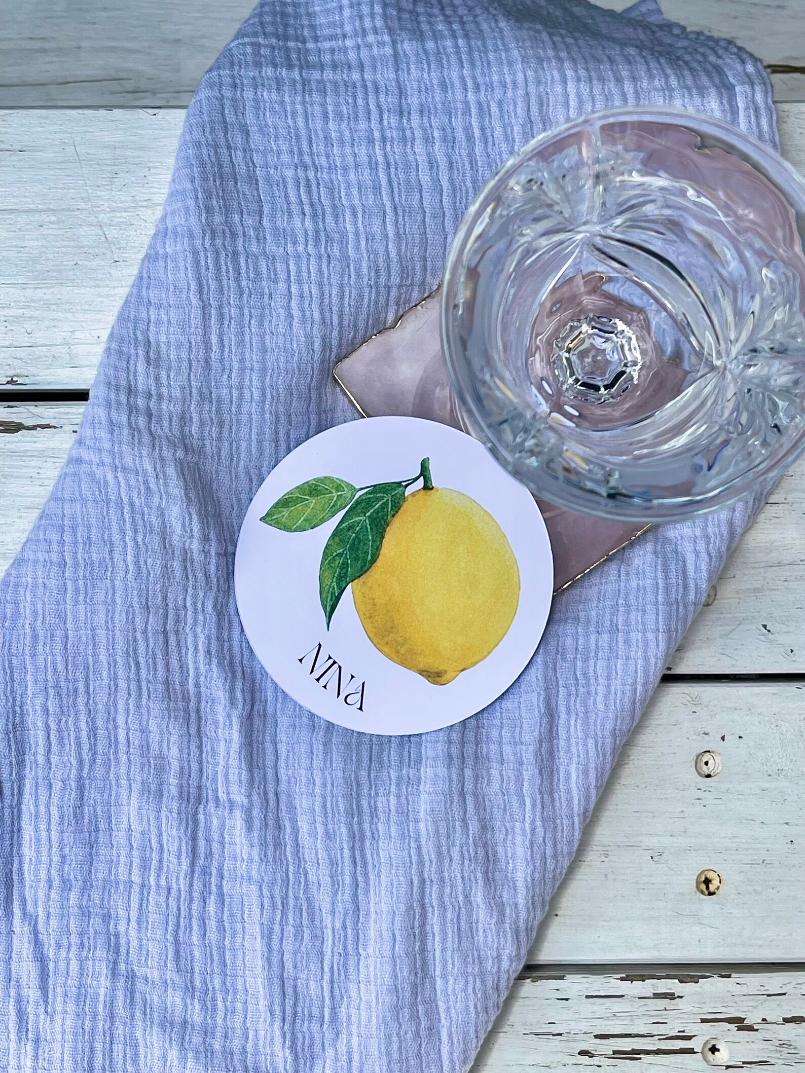 Lemon Name Place Cards Circle Wedding Bridal Baby Shower | Etsy Australia