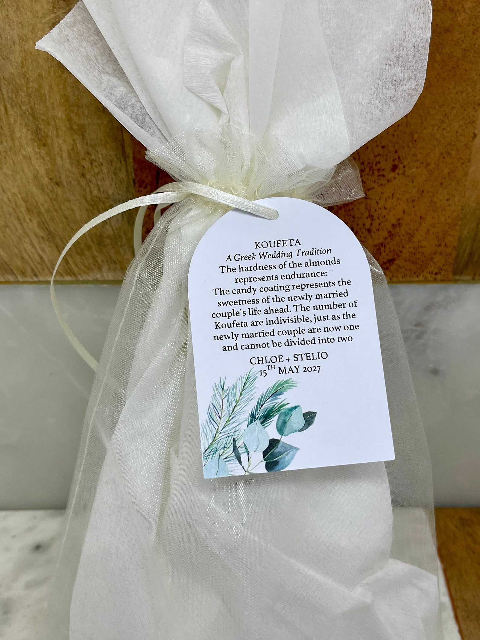 Koufeta A Greek Wedding Tradition Tags Five Sugared Almonds Olive ...