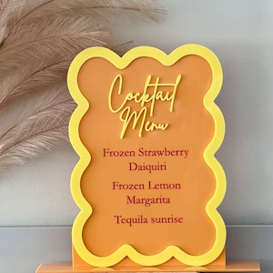Wave Drinks Menu Sign | 3D Menu Drink Sign | Wave Border | Wedding ...